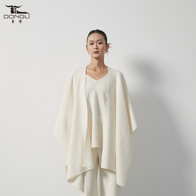 东黎V领纯羊绒简约披肩斗篷