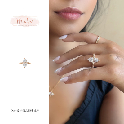 Dare买手店 LHwindsor温莎珠宝马眼竹节戒指金色复古原创设计首饰