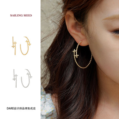 Dare买手店sailing seed风启丁香十字花耳环原创耳圈小众首饰大圈