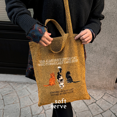 Dare买手店 SoftServe金猫银狗单肩斜挎包原创设计大容量手提可爱