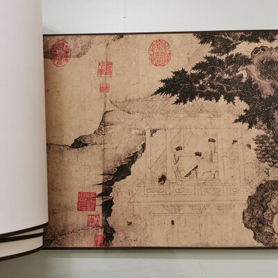 北宋李公麟 商山四皓会昌九老图 复古书画工笔白描国画微喷装饰画