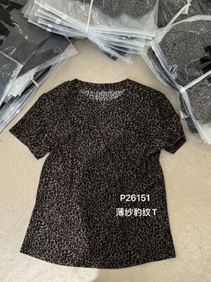 Big family2026夏季新款时尚豹纹短袖T恤女宽松显瘦百搭休闲上衣
