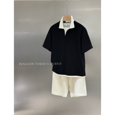 男生ins轻奢撞色翻领POLO