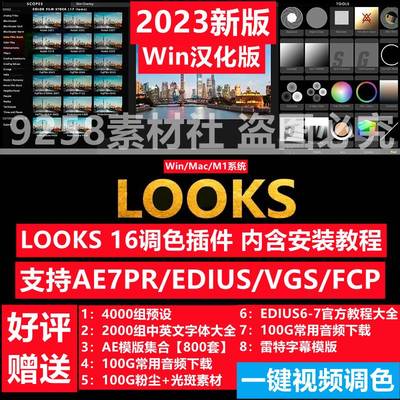 PR/AE/FCPX调色插件Looks红巨星红巨人调色电影视滤镜素材Win/Mac