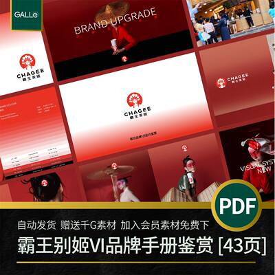 霸王别姬品牌VIS手册奶茶简约学习标识画册版面平面设计PDF模板