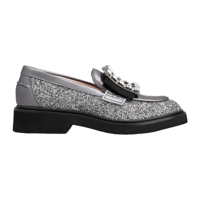 RogerVivier/罗杰维维亚女士莫卡辛鞋卢勒克斯面料水晶搭扣新款