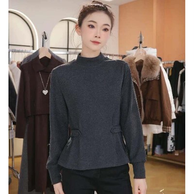 设计感半高领打底衫女士2026春季新款高级时尚衣D4328