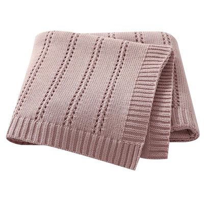 Vertical Stripes Solid Color Baby Cotton Blankets Plain Knit