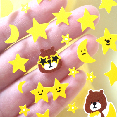 BONITO  迷你星星月亮小熊磨砂不反光 手帐装饰diy学生儿童贴纸画