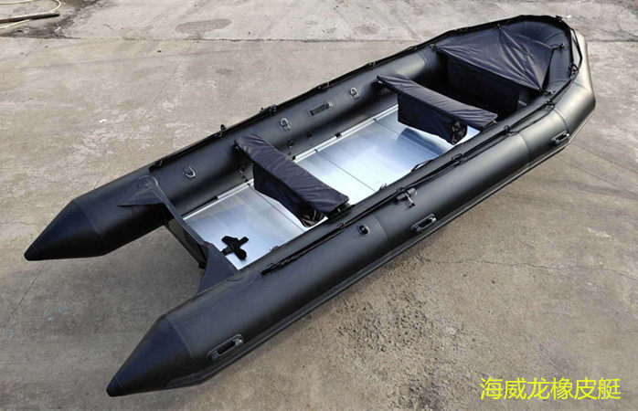 黑红金刚尖头充气冲锋舟钓鱼橡皮艇铝地板可挂船外机推进器充气船