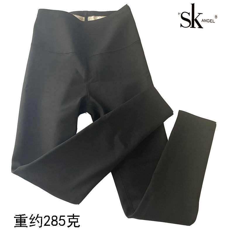 SK7502薄绒鲨鱼裤秋冬新款打底裤加绒保暖收腹提臀九分黑裤瑜伽裤