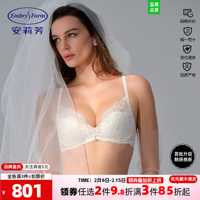 安莉芳专柜新品刺绣花卉蕾丝文胸女士小胸聚拢无钢圈内衣EB00975