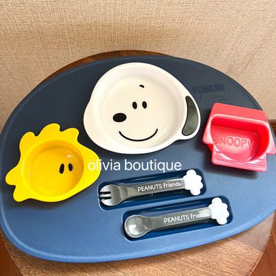 日本制史努比儿童宝宝餐具套装