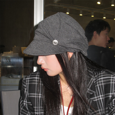 【大头围bi入】日系复古高级感做旧银扣褶皱八角帽显脸小画家帽潮