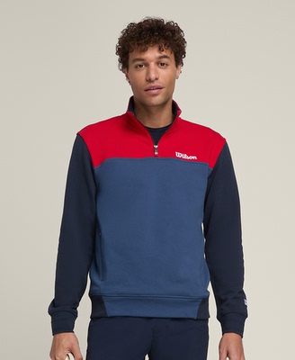 日本2024年新款Wilson威尔逊网球服装T恤长袖男装大标识半拉链