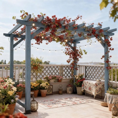 防腐木葡萄架子室外阳台户外遮雨棚爬藤架休闲小凉亭木屋简易花架