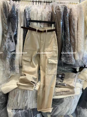 MH家 2025秋冬新款韩版时尚百搭宽松显瘦高腰工装直筒阔腿裤女