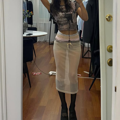 pary欧美潮多层腰头网纱半裙