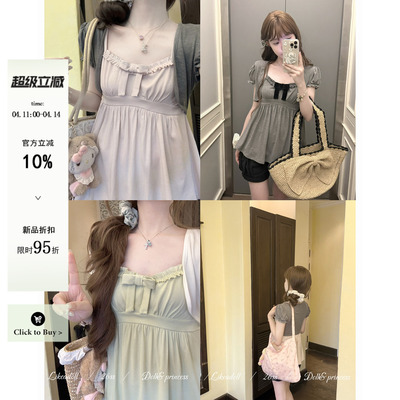 蝴蝶结坎肩吊带假两件上衣