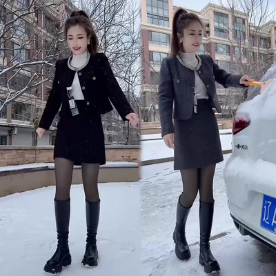 小香风时尚套装女短外套+短裙
