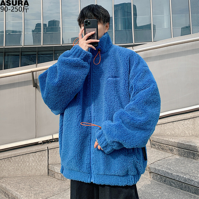 羊羔毛棉衣棉服袄男加肥加大码潮流胖子就是ins百搭冬装街头休闲