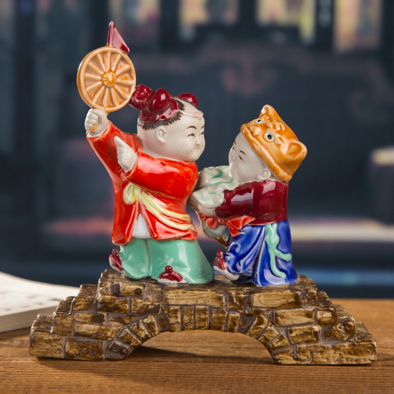 中国风陶瓷可爱娃娃新婚送了家居装饰民俗文化石湾公仔新房装饰