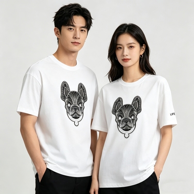 26166LIFEWORK法斗短袖T恤宽松男女同款情侣款爆款时尚