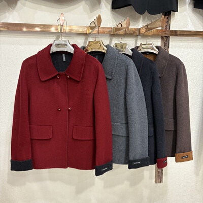 8189专柜正品妈妈短款双面呢大衣女秋冬新款高端羊毛外套时尚百搭