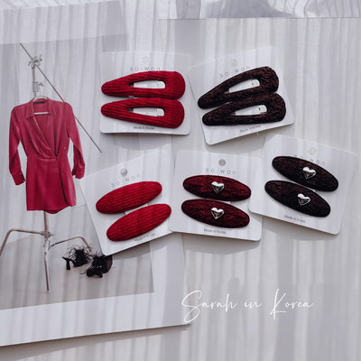 Sarah in Korea韩国 sowon2026冬季针织感刘海侧面bb掰掰对夹边夹