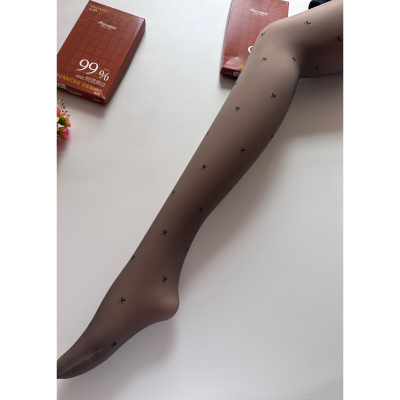 美尔丝7576春秋连裤袜性感透肤爱心点点蝴蝶结透肤打底袜800d