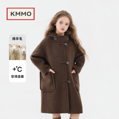 儿童双面羊绒大衣中长款