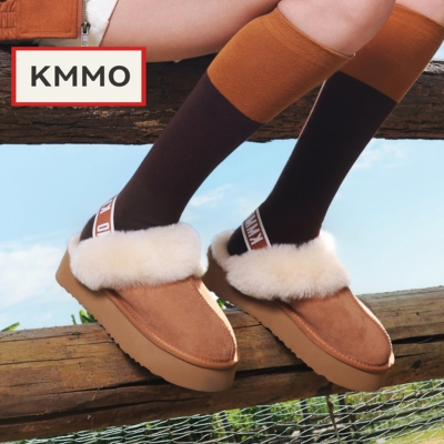 KMMO毛毛拖鞋女厚底外穿2025秋冬季雪地靴一脚蹬懒人毛毛鞋小个子