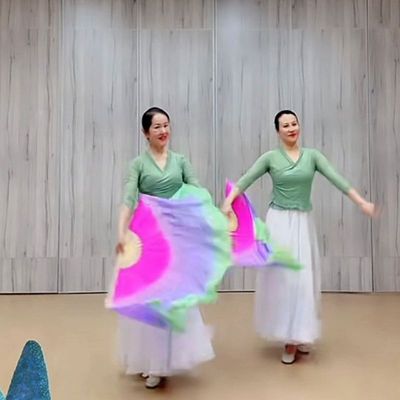 原创大扇舞绿水青山舞蹈视频分解教学 芭蕾古典舞