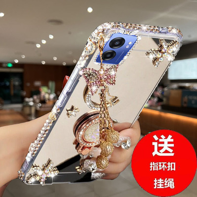 适用oppoa57手机壳Q5i女款网红5G水钻镜面A57个性时尚RMX3574创意Realme真我V23镶钻软RMX3571硅胶PFTM20防摔