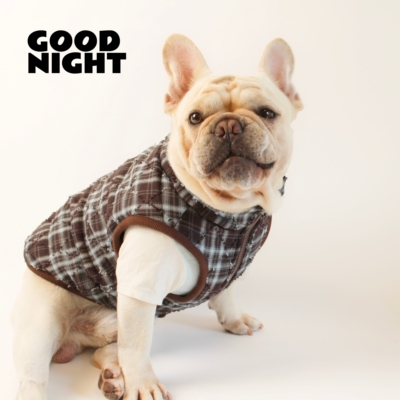 GOODNIGHT晚安法斗巴哥柯基法斗衣服秋冬款狗狗衣服保暖格子棉服