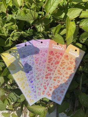 炫彩水珠泡泡手账贴纸咕卡DIY素