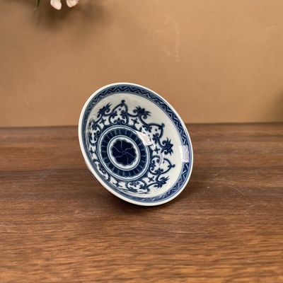 【记石柴窑】仿明青花宝相普洱杯内外绘画手工手绘容量80毫升茶具