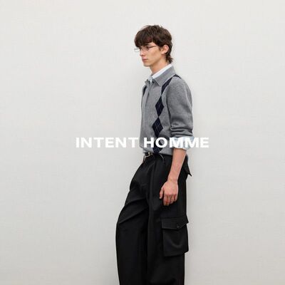 INTENT 阿尔盖菱格针织衫/美利奴羊毛毛衣静奢风随性休闲纽扣多穿