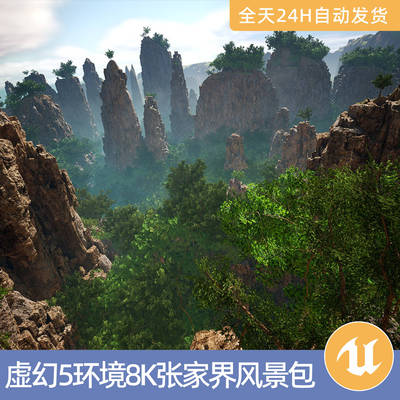 UE5虚幻5素材模型资产8K张家界风景包森林高山体悬崖岩石地形