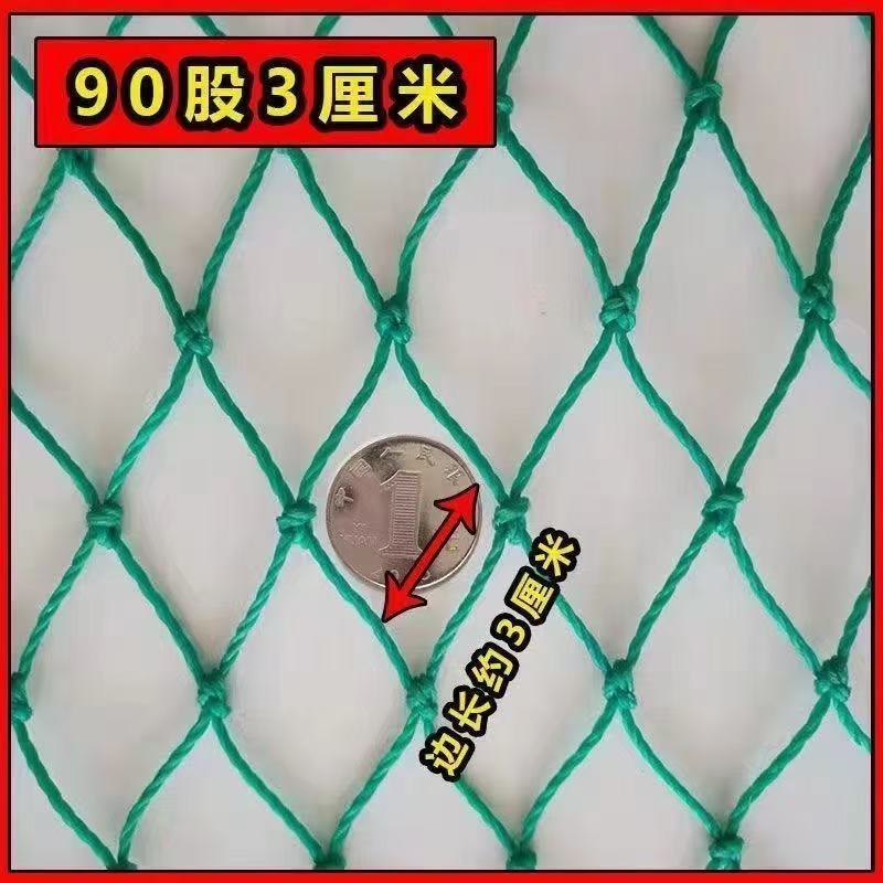 90股3厘米5厘米网孔绿色尼龙防鸟网农用大棚果园防护网安全防坠网