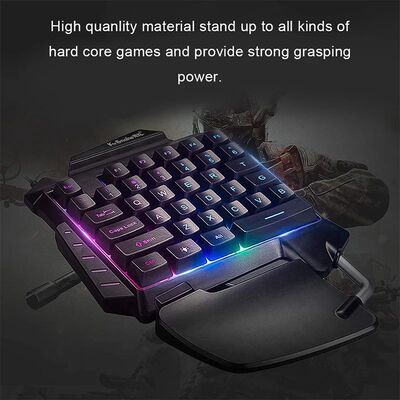 Black One-Handed Gaming Keyboard RGB Backlit Portable Mini G