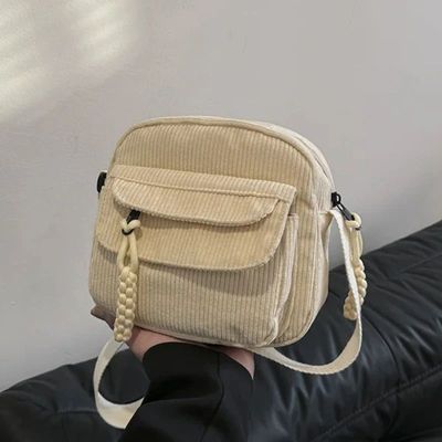 Korean Harajuku Messenger Bags Corduroy Women's Small Should