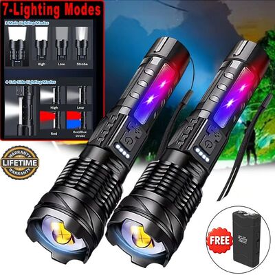 High Power LED Flashlight Powerful USB Rechargeable Zoomable