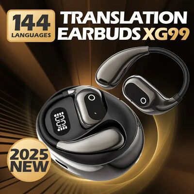 2025 new AI real-time translation headset, LED power display