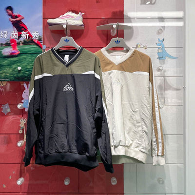 阿迪达斯三叶草男子2025春新款街头漫游系列时尚V领套头衫 JD5396