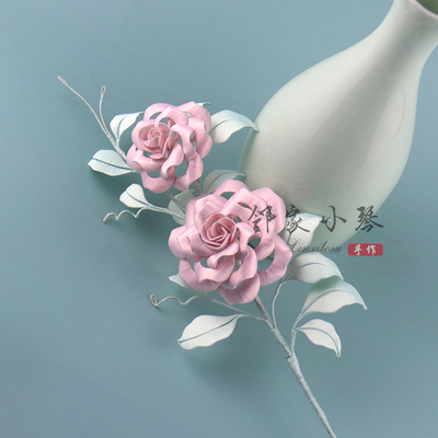 diy仿真如梦玫瑰插花缠花材料包