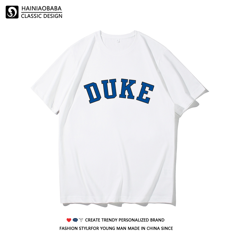 美国NCAA名校杜克大学男运动短袖DUKE球衣美式篮球训练服宽松纯棉_虎窝淘
