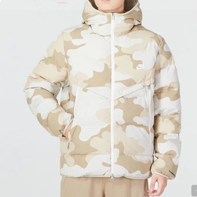 NIKE耐克Therma-FIT连帽防风加厚保暖透气迷彩棉服DQ4936-072