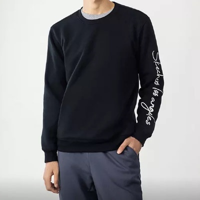 M码Skechers斯凯奇男子圆领字母印花宽松休闲卫衣L421M016-0018