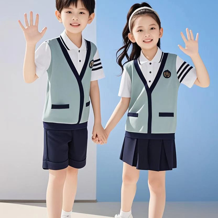 幼儿园园服2025夏装儿童短袖校服学院风女童两件套短裤夏季班服